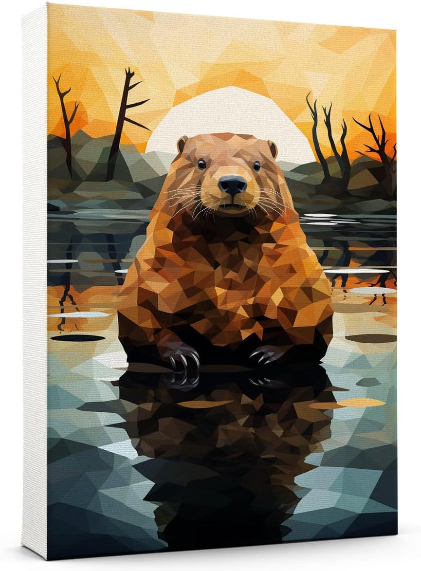 AXXPosters Hudo Beaver Wall Decor on Canvas Art, Funny Beaver Poster ...