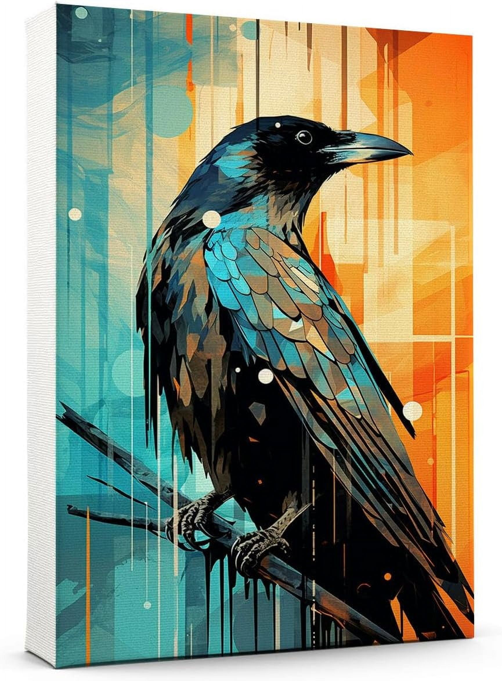 AXXPosters Hudo Crow Art Inspirational Wall Art Crow Canvas Poster ...