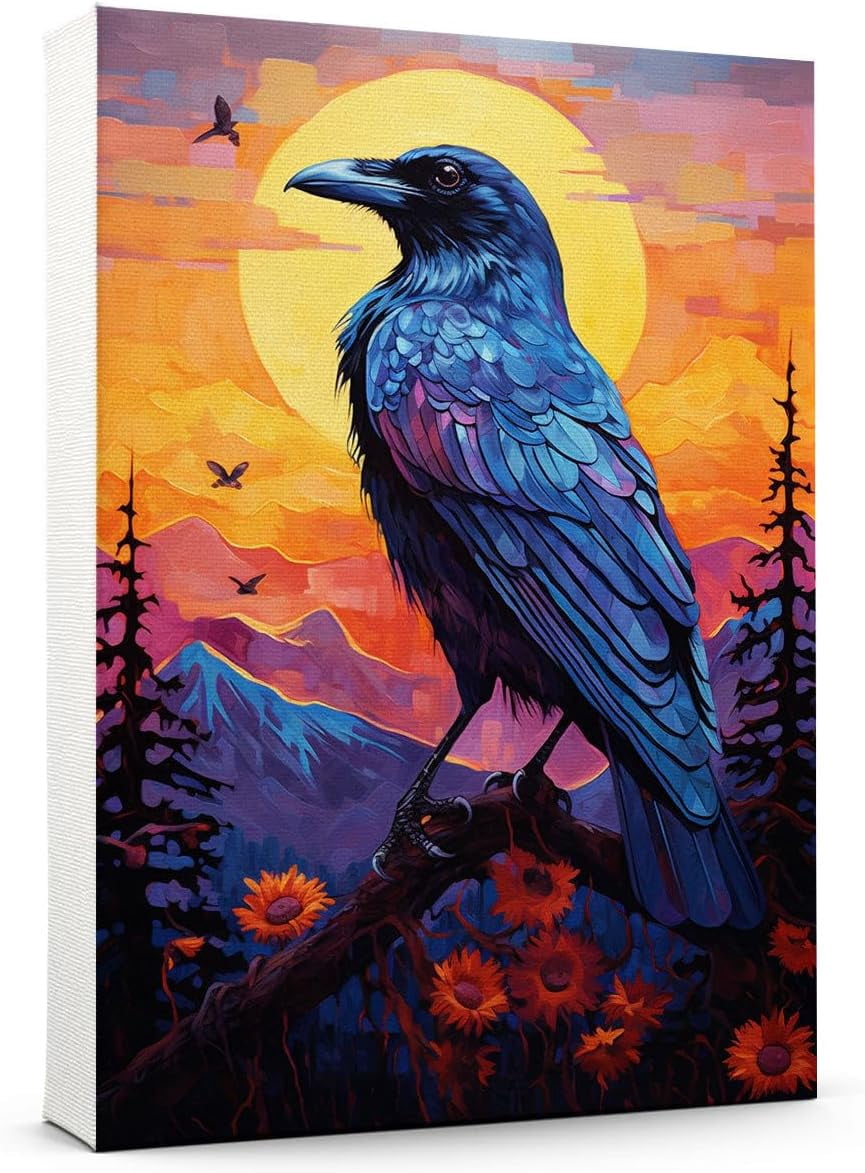 AXXPosters Hudo Crow Canvas Wall Art Painting - Crow Poster Wall Art ...