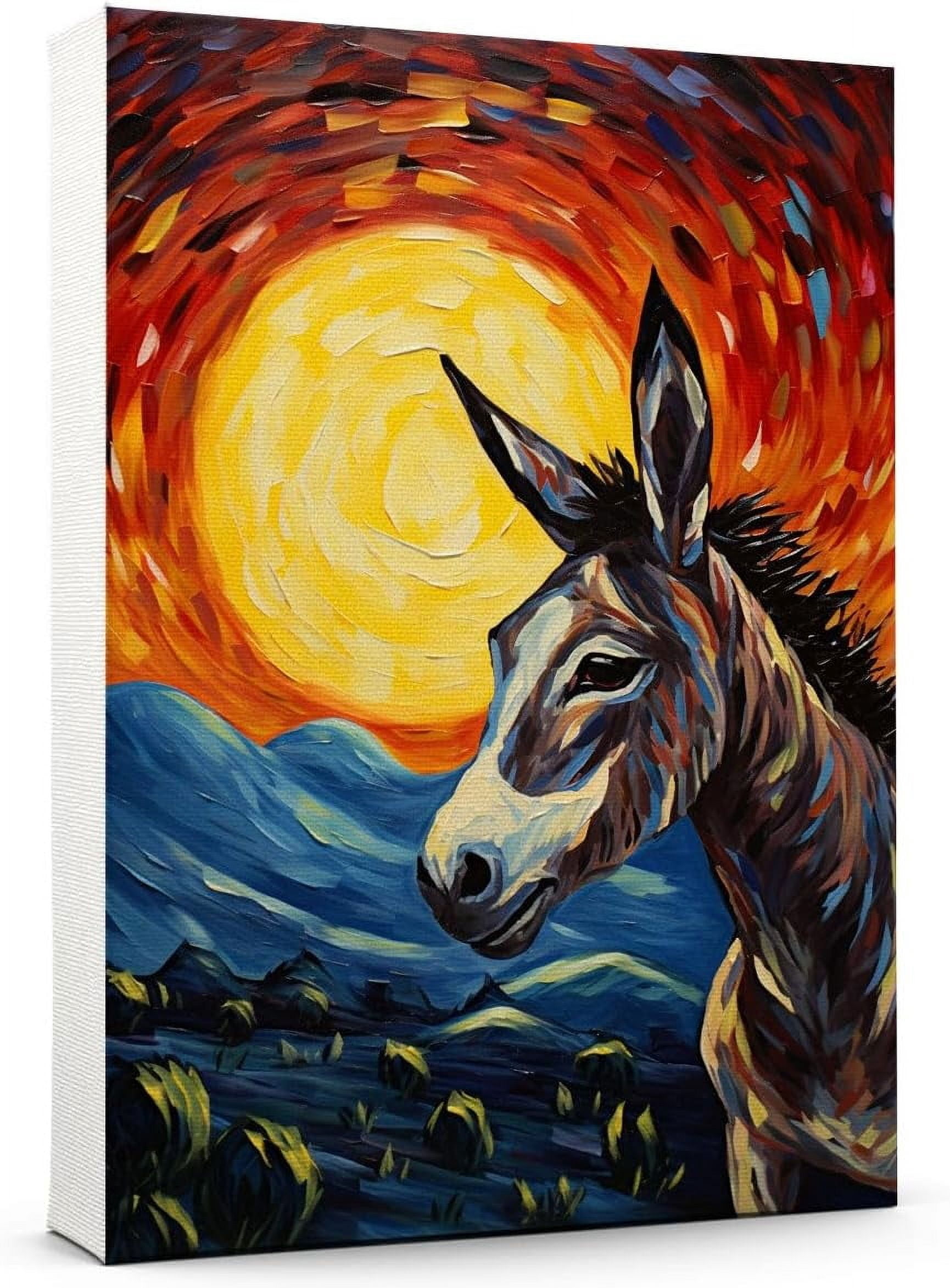 AXXPosters Hudo Donkey Poster Wall Art Colorful Love Heart Canvas Wall ...