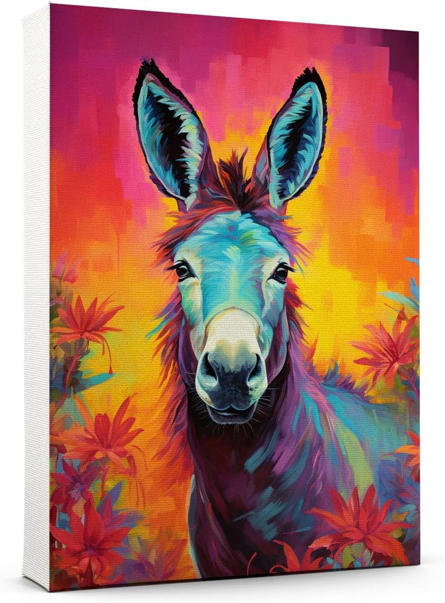 AXXPosters Hudo Donkey Poster Wall Art Décor - Donkey Canvas, Animal ...