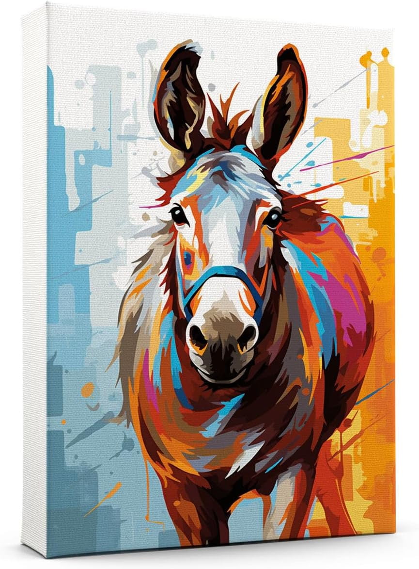 AXXPosters Hudo Donkey Poster Wall Art, Graffiti Cute Donkey Canvas ...