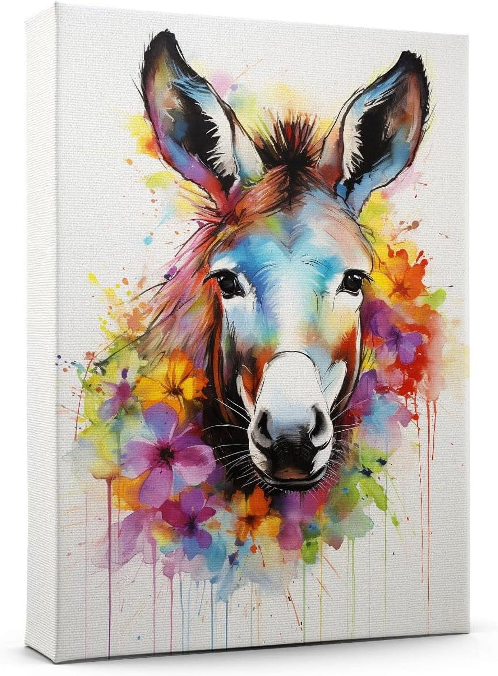 AXXPosters Hudo Donkey Wall Decor on Canvas Art, Funny Donkey Poster ...