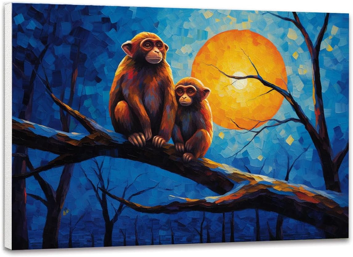AXXPosters Hudo Monkey Canvas Oil Paintings for Living Room Modern Art ...