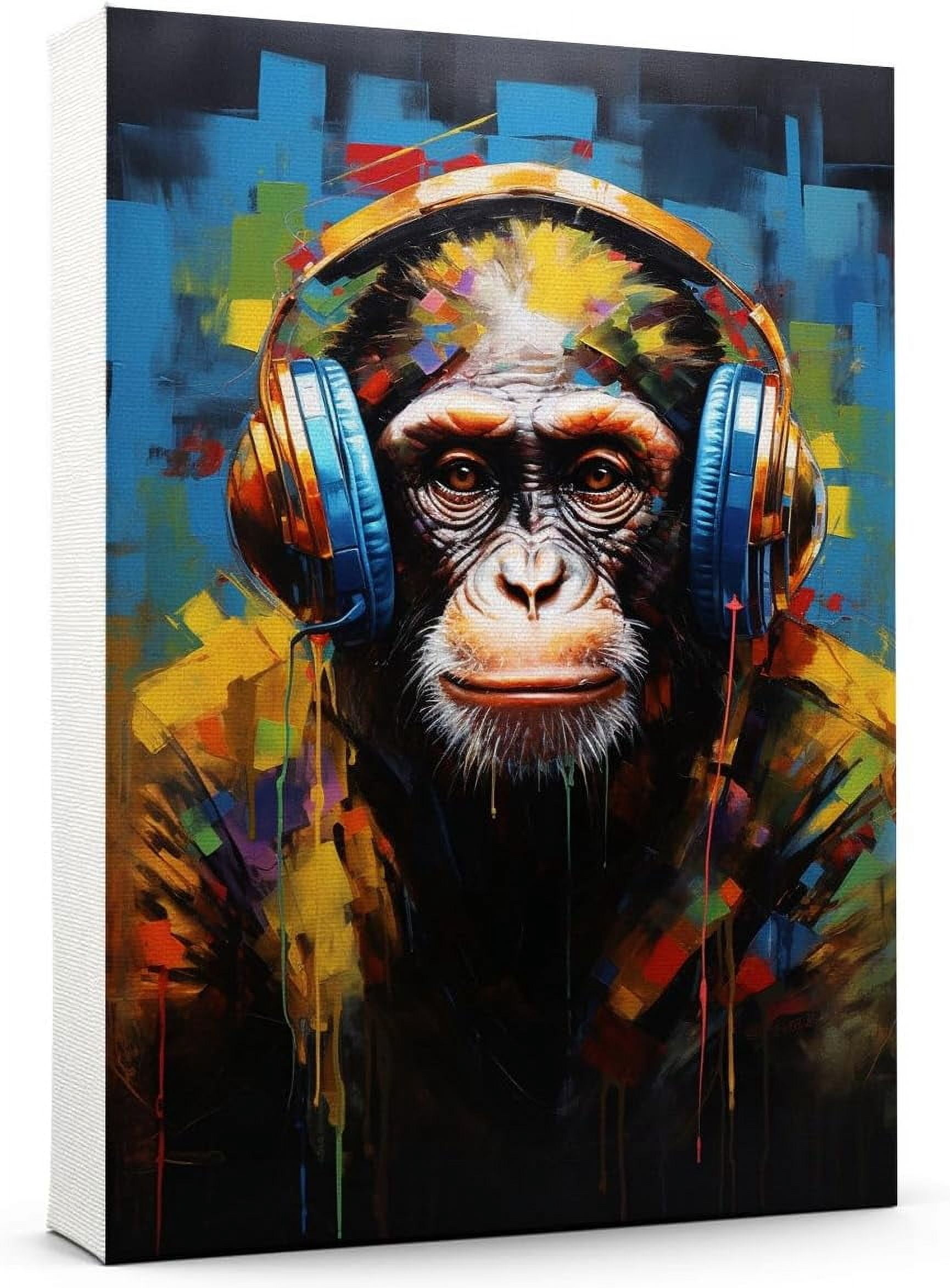 AXXPosters Hudo Monkey Wall Art Colorful Animal Poster Canvas Pictures ...