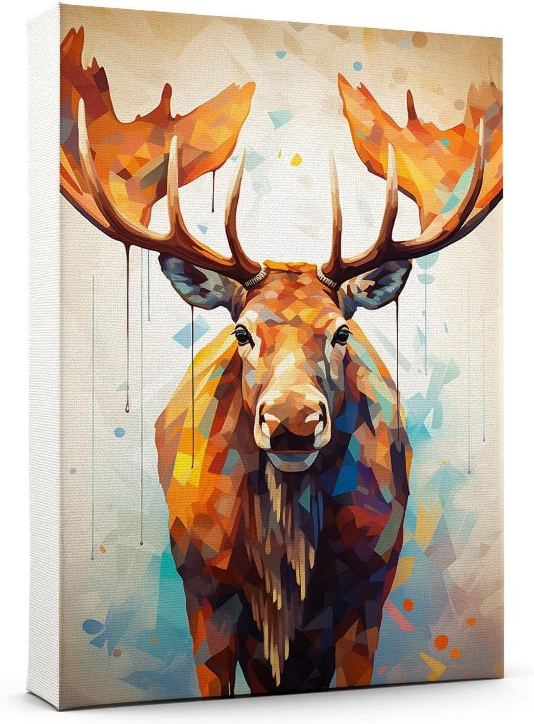 AXXPosters Hudo Moose Poster Wall Art, Graffiti Cute Moose Canvas Print ...