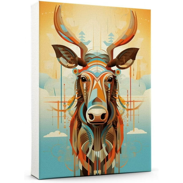 AXXPosters Hudo Moose Wall Art Canvas Thinking - Moose Painting on ...