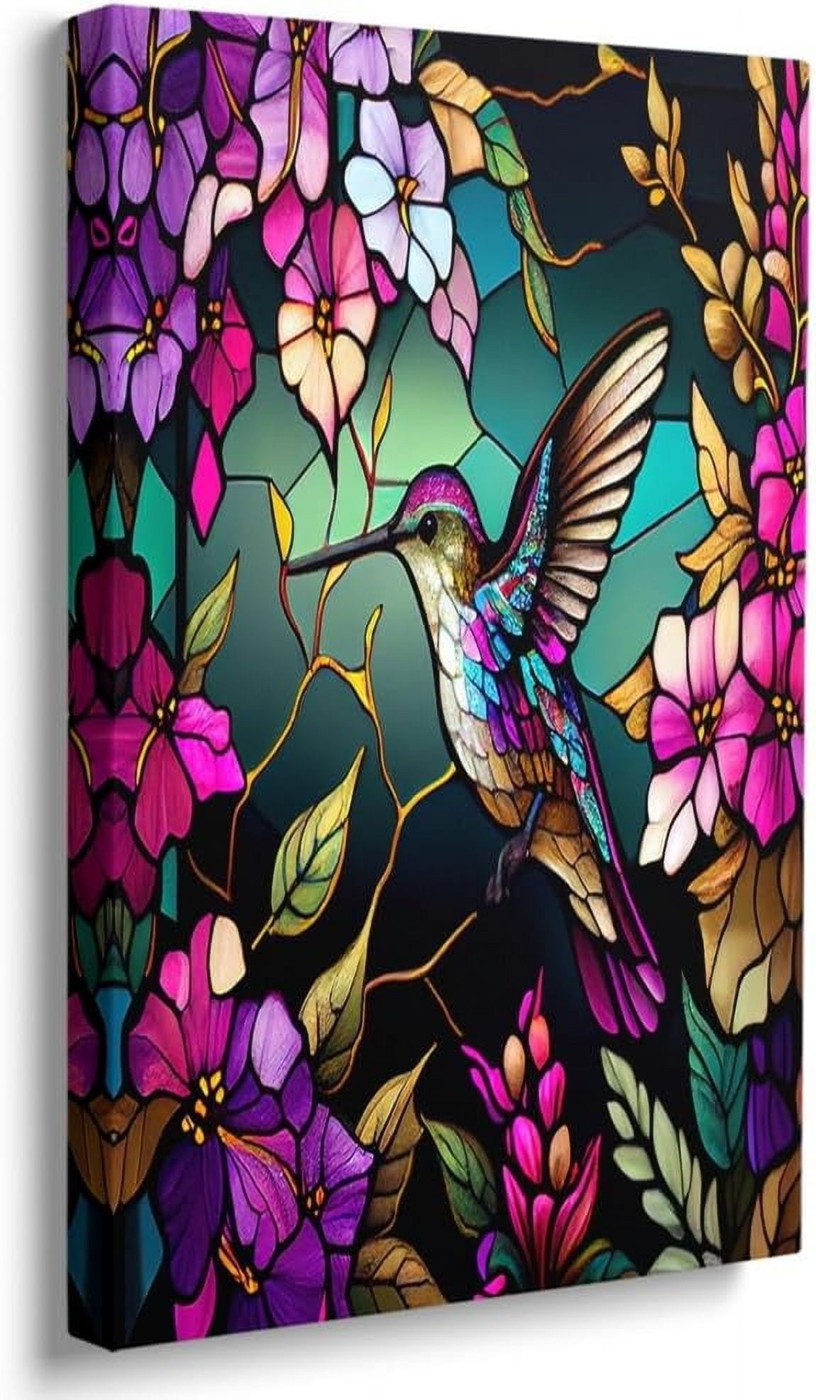 AXXPosters Hummingbird Canvas Wall Art Flower Artwork Home Decoration ...