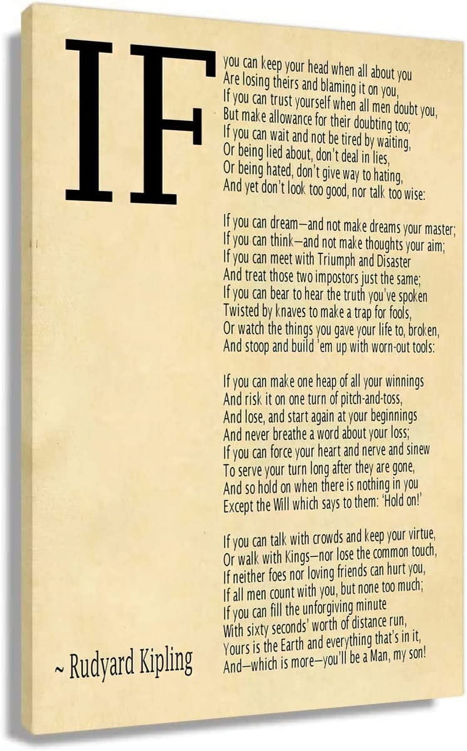 AXXPosters-If Poem Quotes Wall Art Picture Modern Canvas Motivational ...