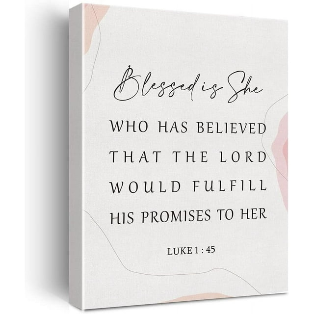 AXXPosters-Inspirational Bible Verse Canvas Print Decor Pink Luke 1 : ...