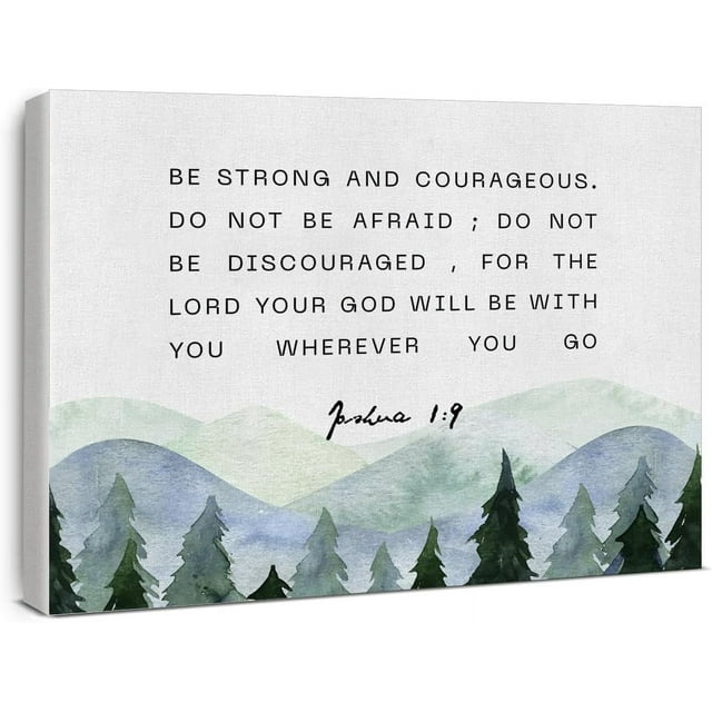AXXPosters-Inspirational Bible Verses Canvas Wall Art be Strong and Courageous Joshua 1:9 Prints ...