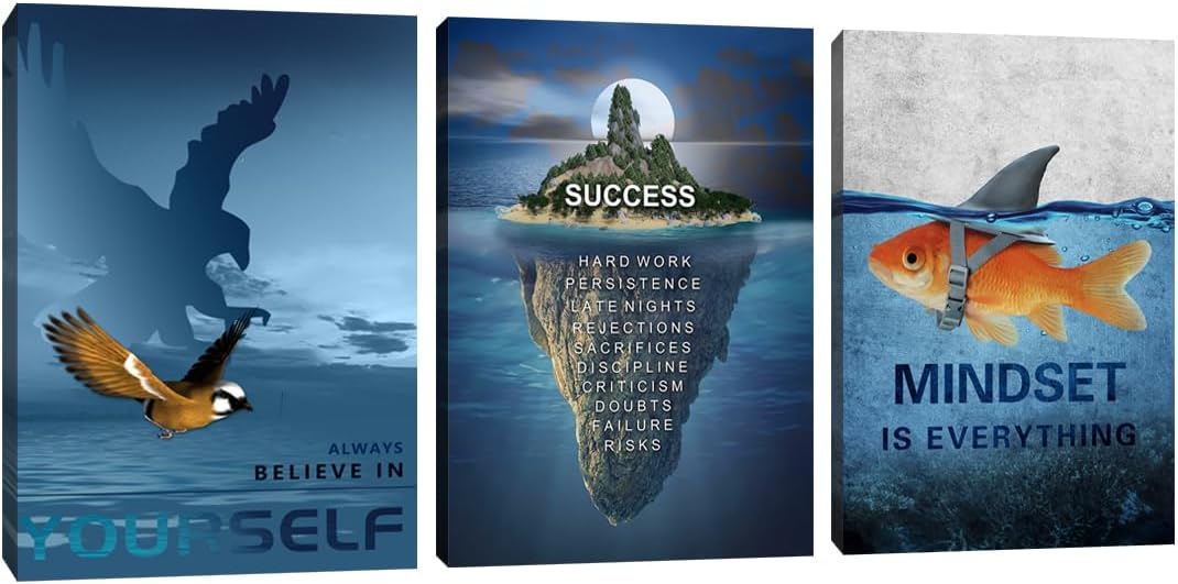 AXXPosters -Inspirational Canvas Wall Art Mindset Motivational Wall Art ...