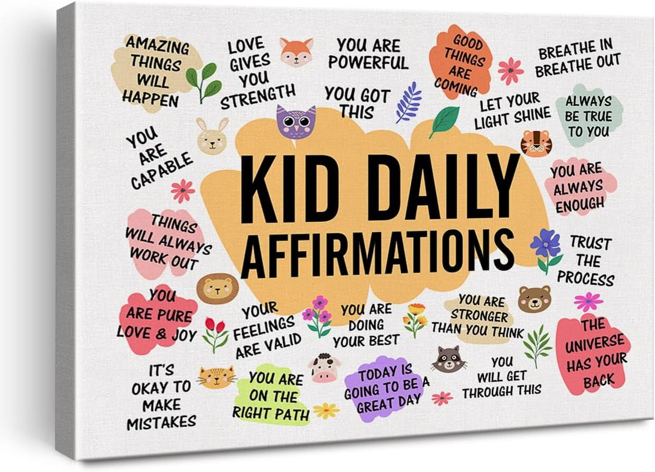 AXXPosters-Inspirational Kid Daily Affirmations Poster Canvas Wall Art ...