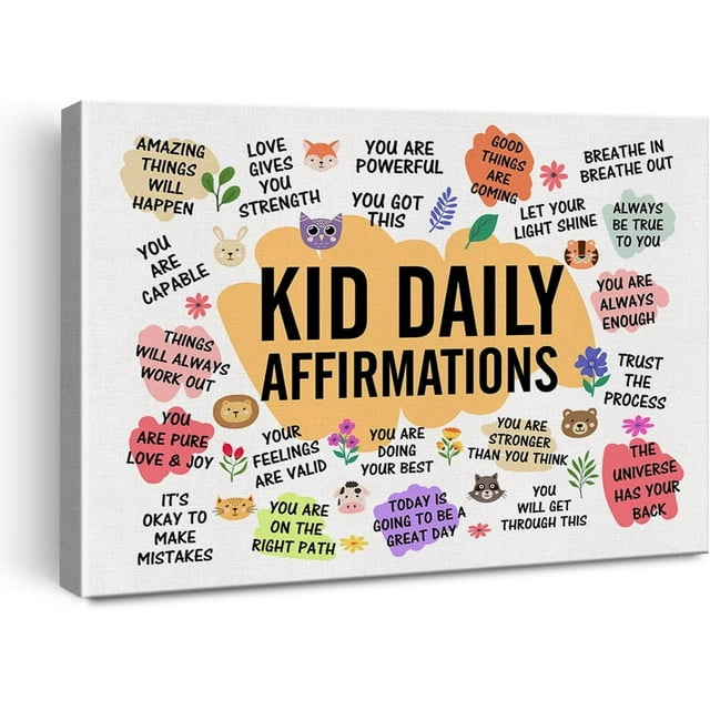 AXXPosters-Inspirational Kid Daily Affirmations Poster Canvas Wall Art ...
