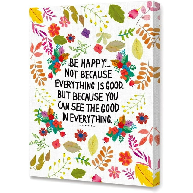 AXXPosters-It's OK Colorful Flowers Inspirational Quote Canvas Framed ...