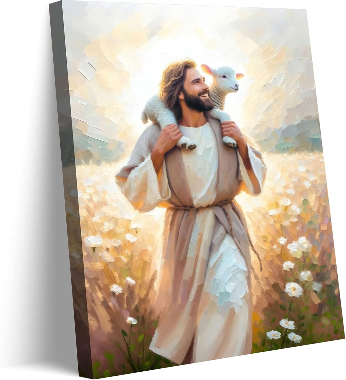 AXXPosters-Jesus Carrying the Lamb Canvas Wall Art Christian Religious ...