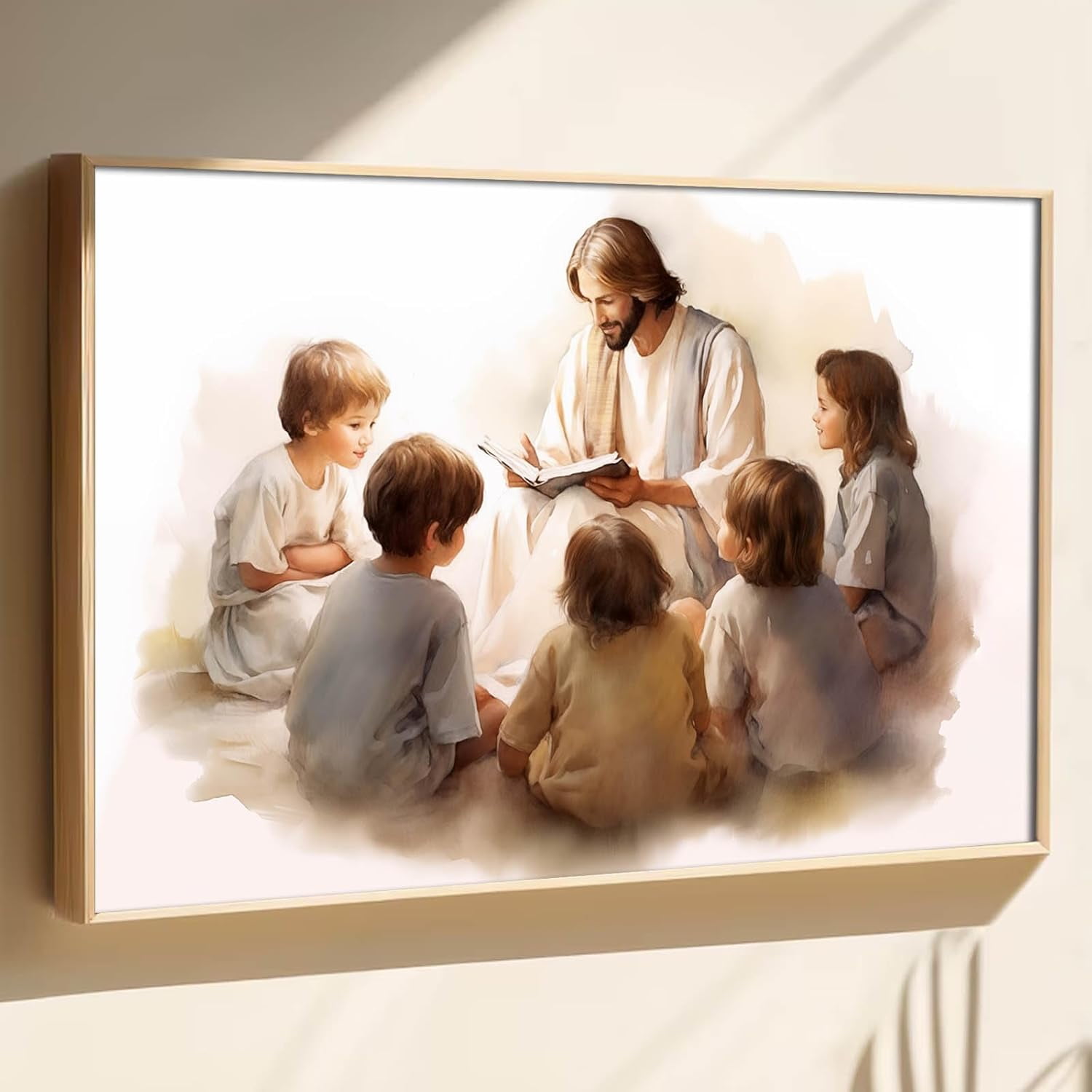 AXXPosters Jesus with Children Wall Art Jesus Teaching Children Canvas ...