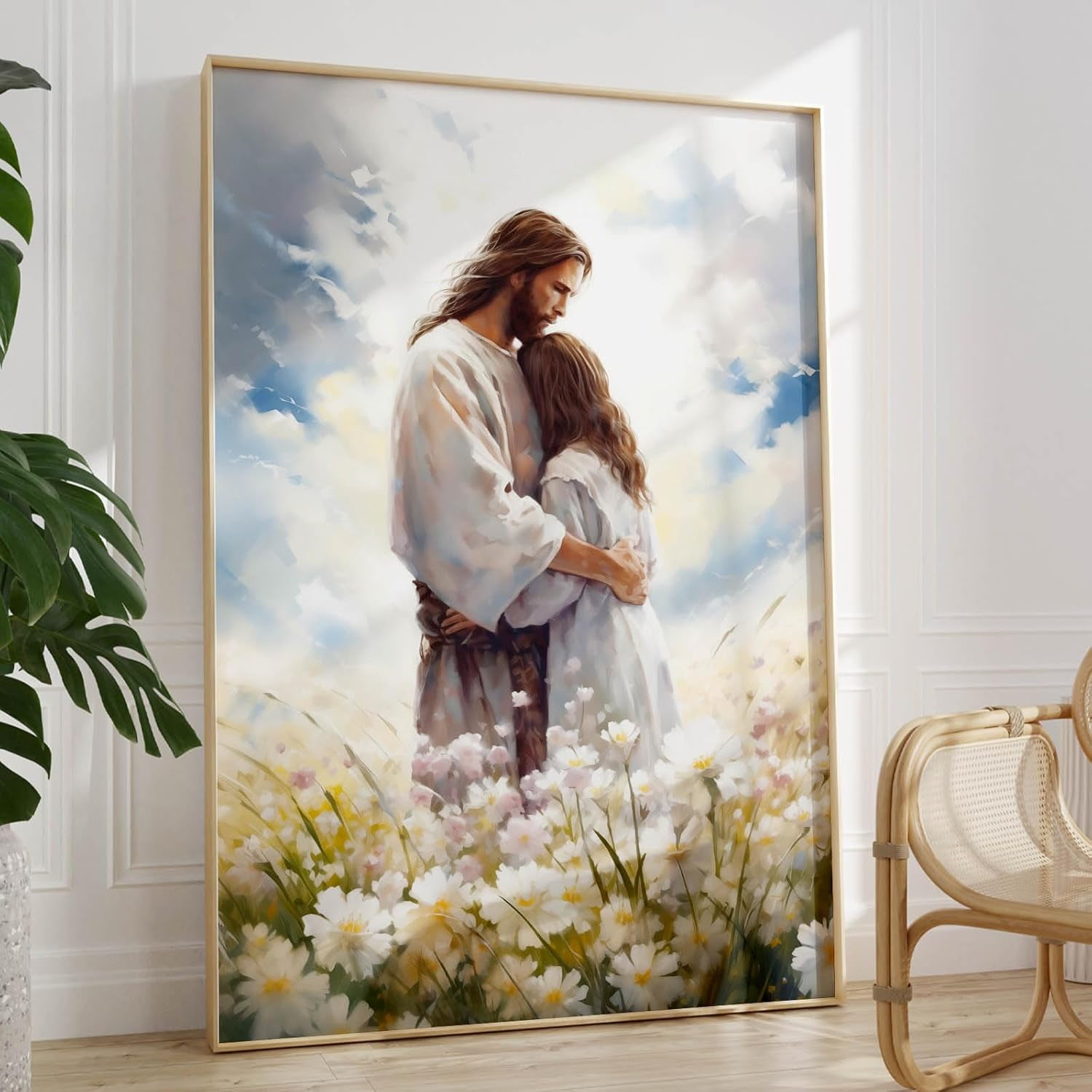 AXXPosters Jesus Hugging Girl Canvas Art Jesus Healing Painting Jesus ...