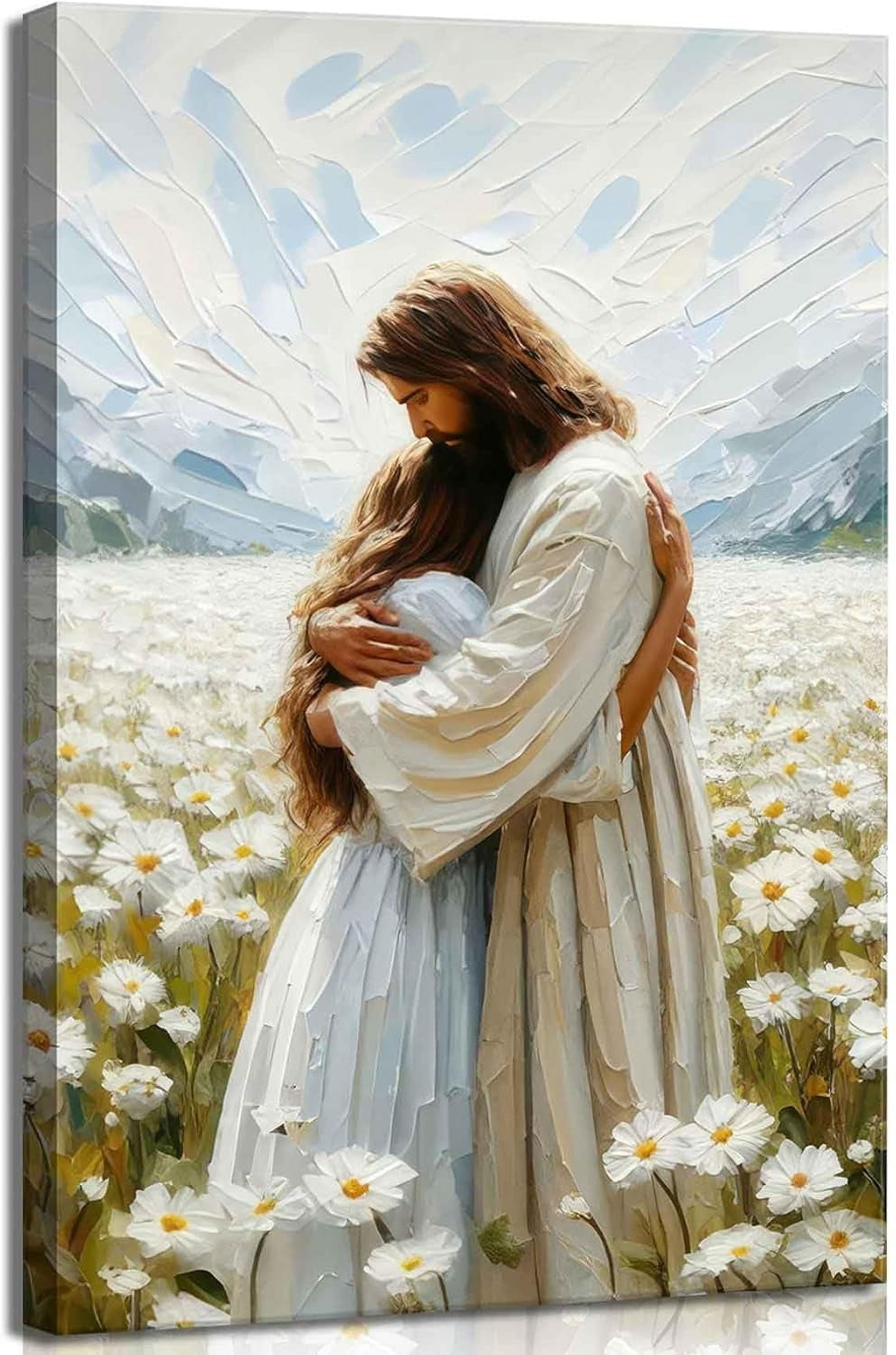 AXXPosters-Jesus Hugging Girl Canvas Wall Art Jesus and Woman Wall ...