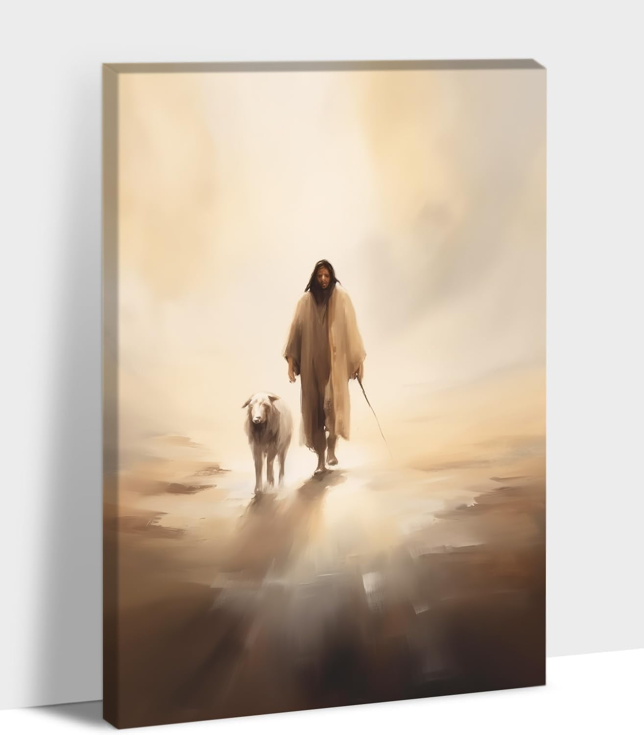 AXXPosters-Jesus and Lamb Canvas Wall Art, Jesus Running After Lost ...