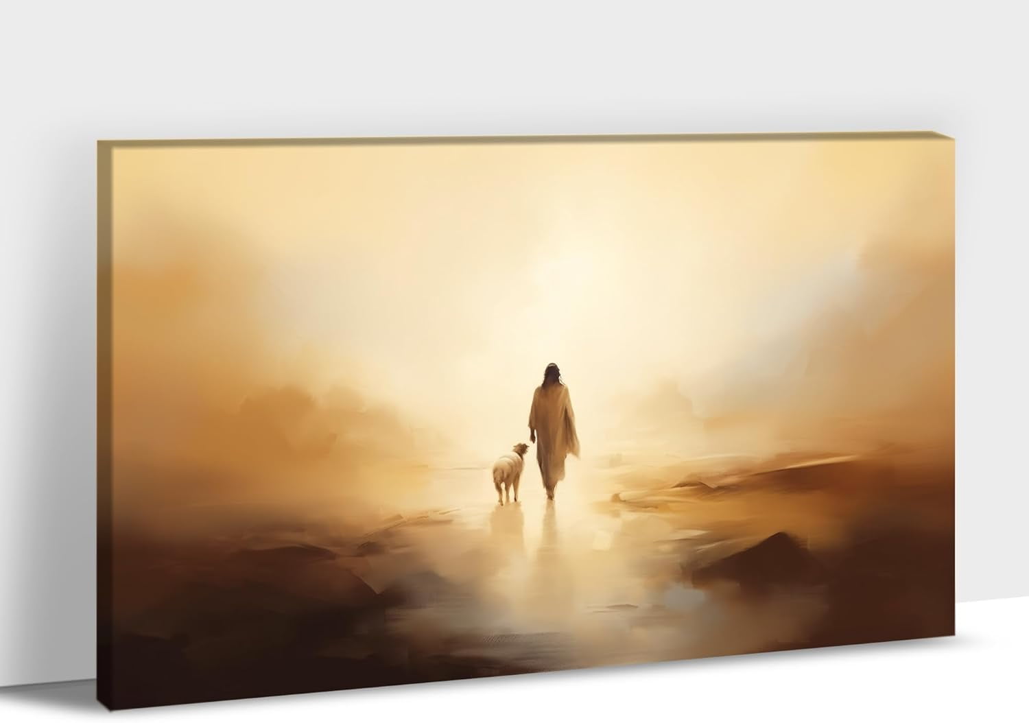 AXXPosters-Jesus and Lamb Canvas Wall Art, Jesus Running After Lost ...
