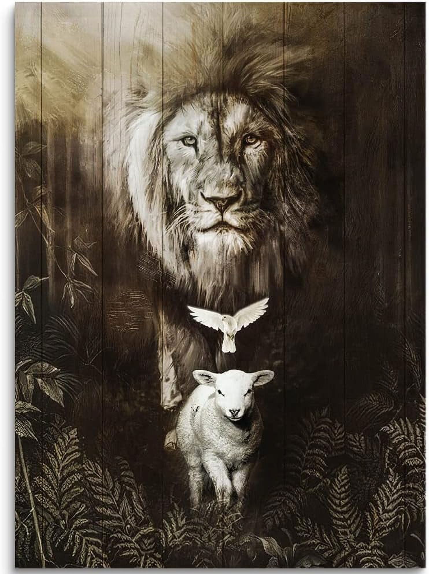 AXXPosters- Jesus,Lion and Lamb Canvas Wall Art Lion of judah ...