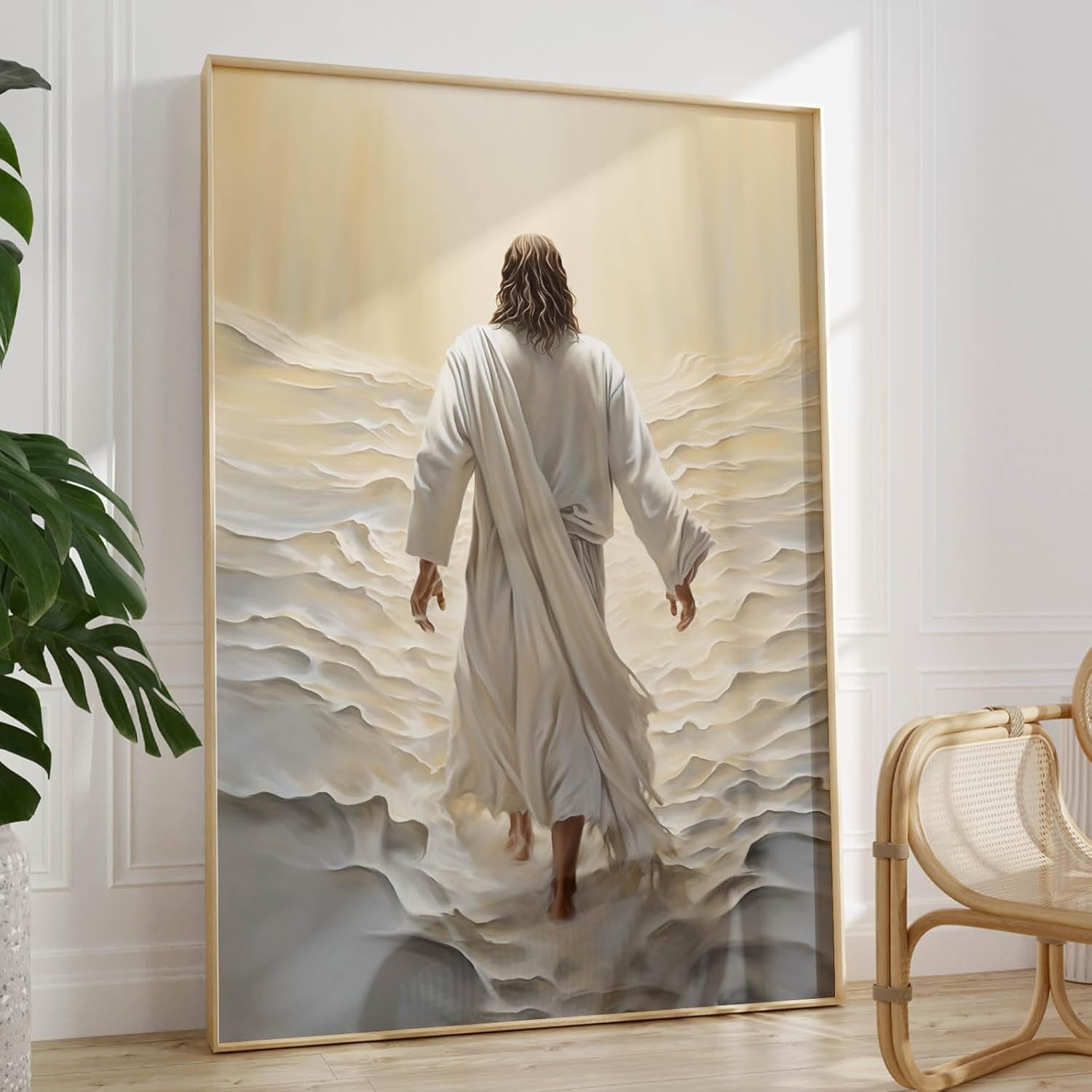 AXXPosters Jesus Walking on Beach Canvas Jesus Walking on Water Wall ...