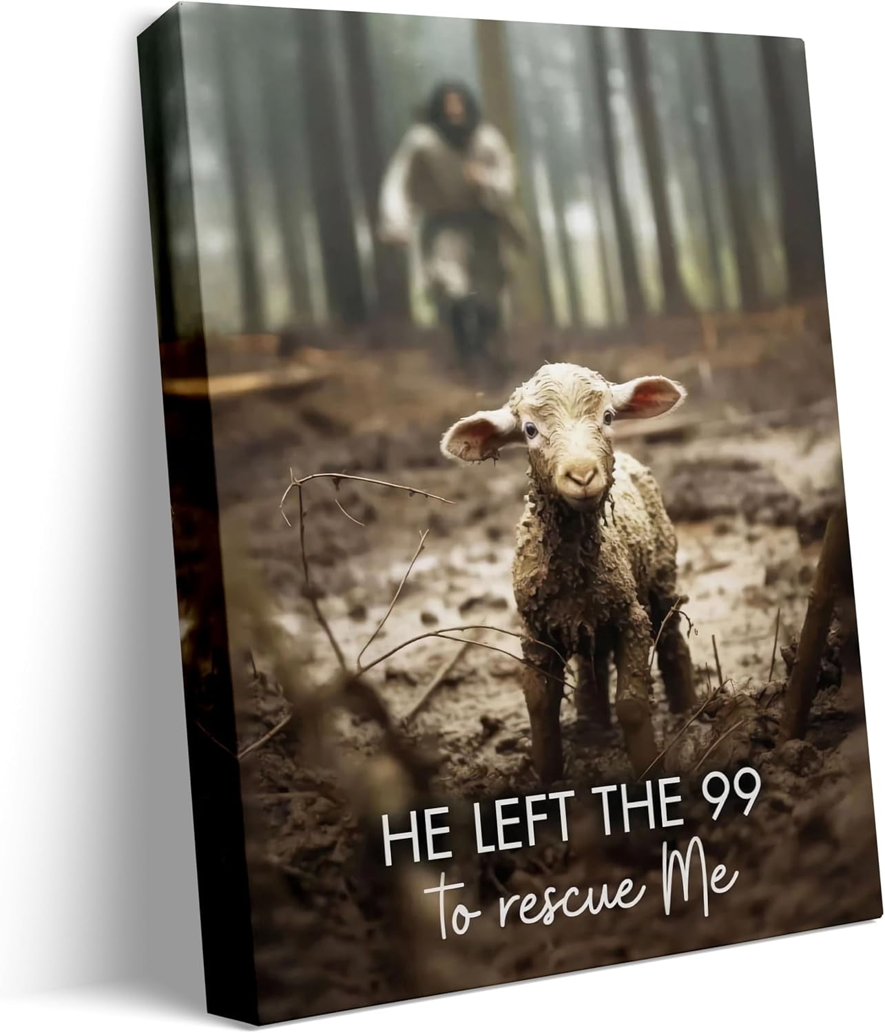 AXXPosters-Jesus With The Sheep Wall Art Jesus Running After Lamb ...