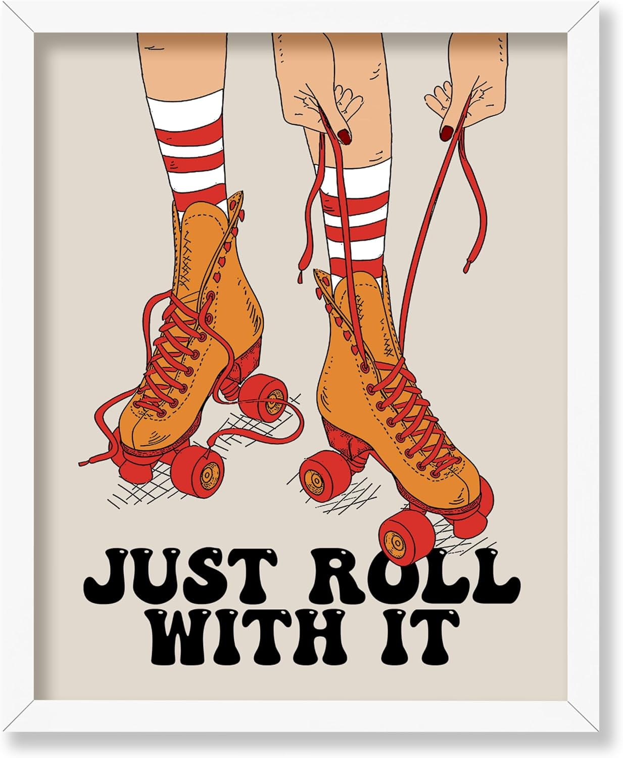 AXXPosters Just Roll With It Poster - Retro Roller Skates Print ...