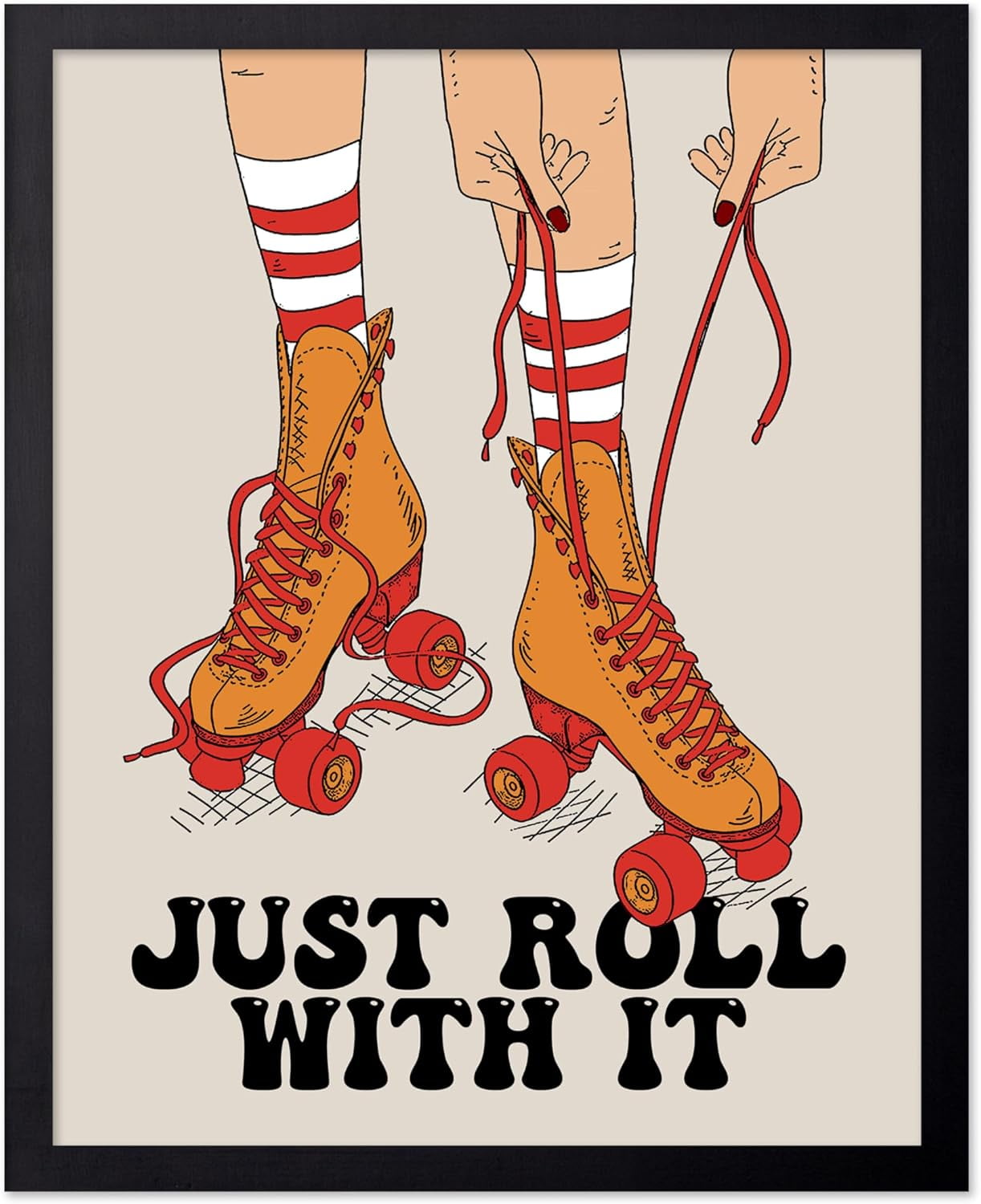 AXXPosters Just Roll With It Poster - Retro Roller Skates Print ...