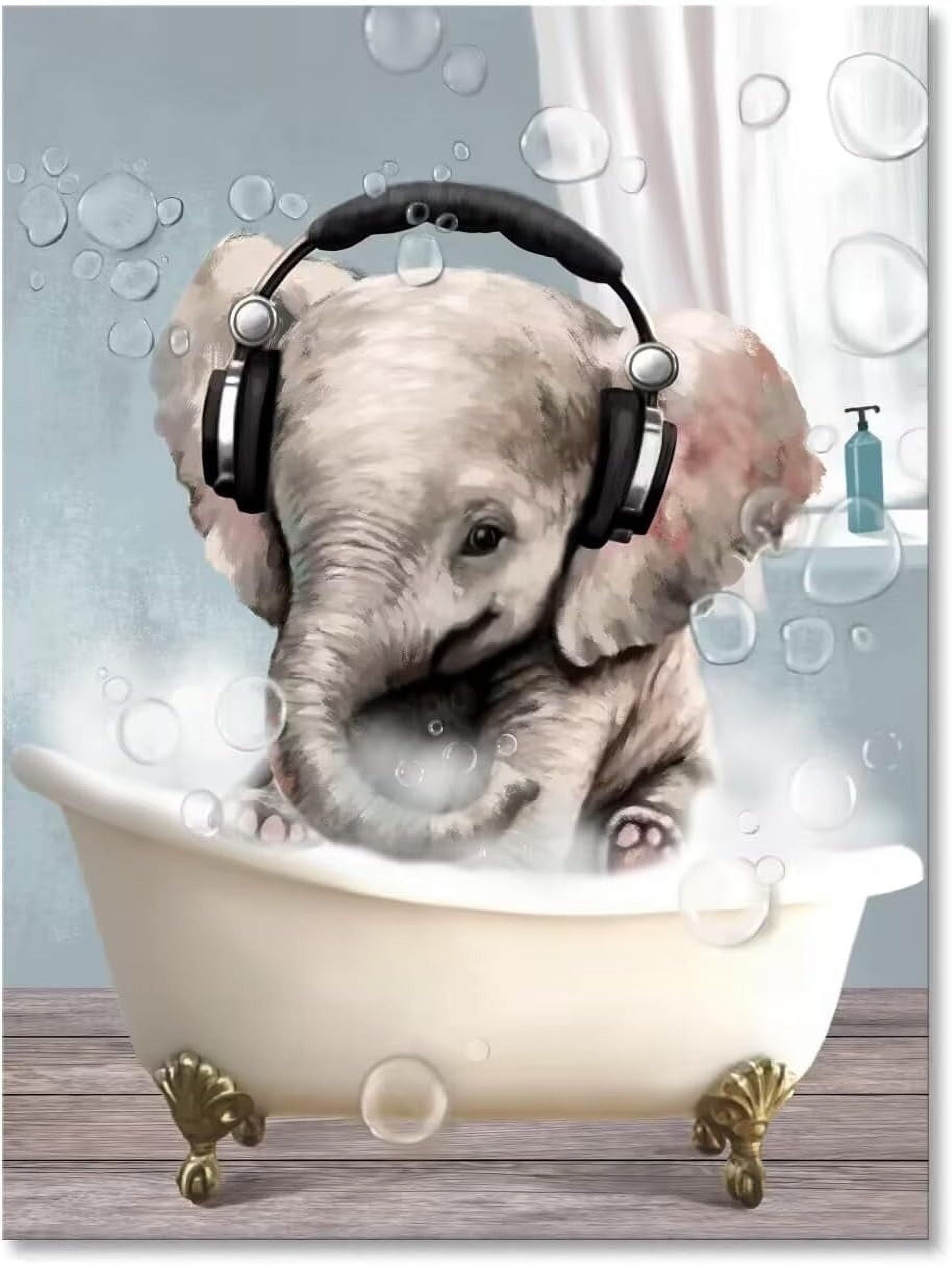 AXXPosters-Kids Bathroom Wall Decor Art for Elephant Wall Art Canvas ...