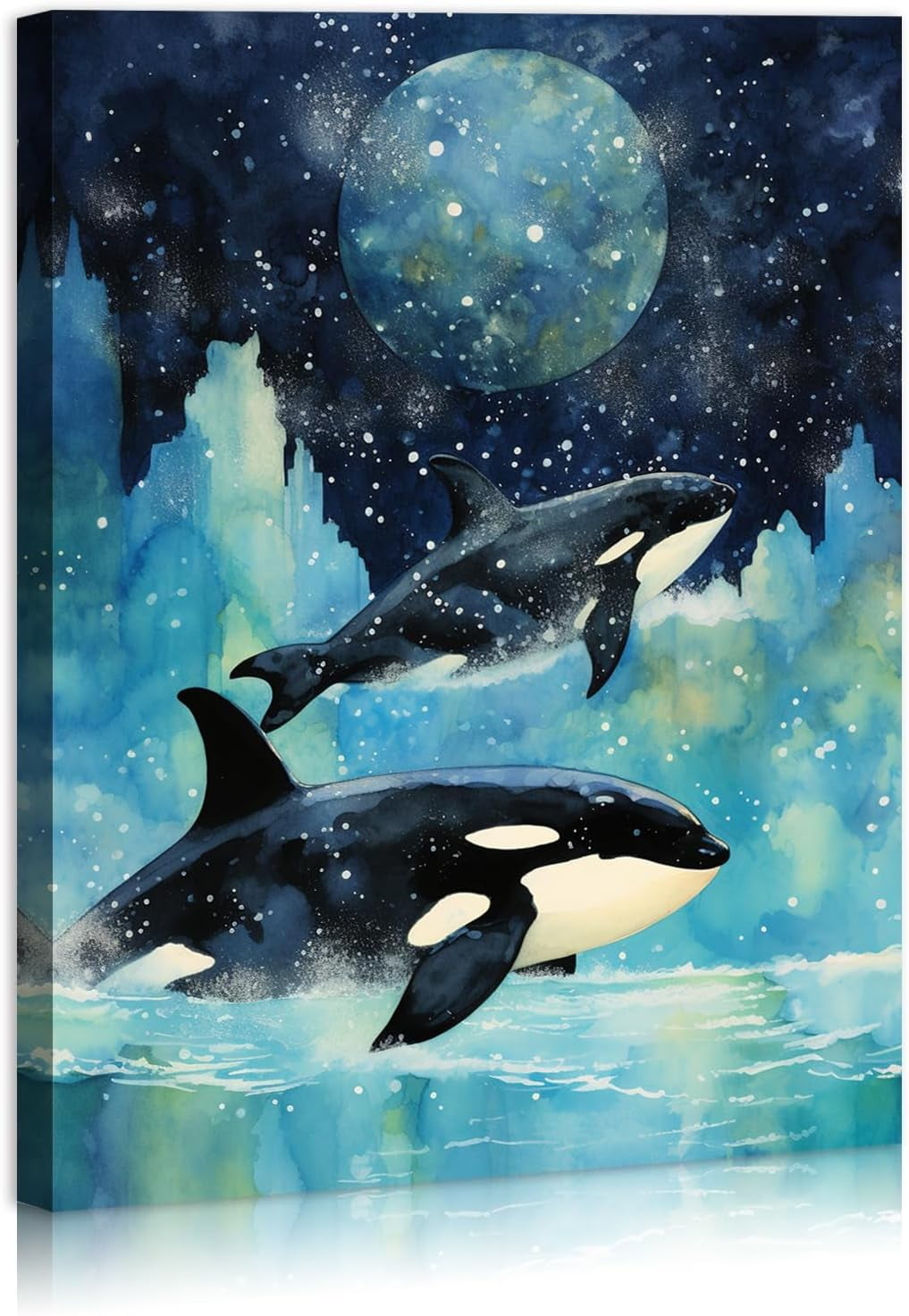 AXXPosters Killer Whale Wall Art Watercolor Painting Abstract Animal ...