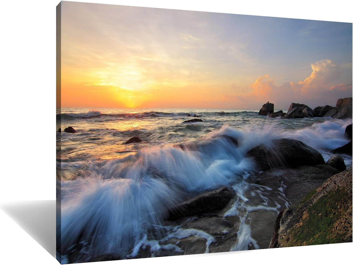 AXXPosters-Landscape Canvas Poster Wall Art Home Decor Blue Beach ...