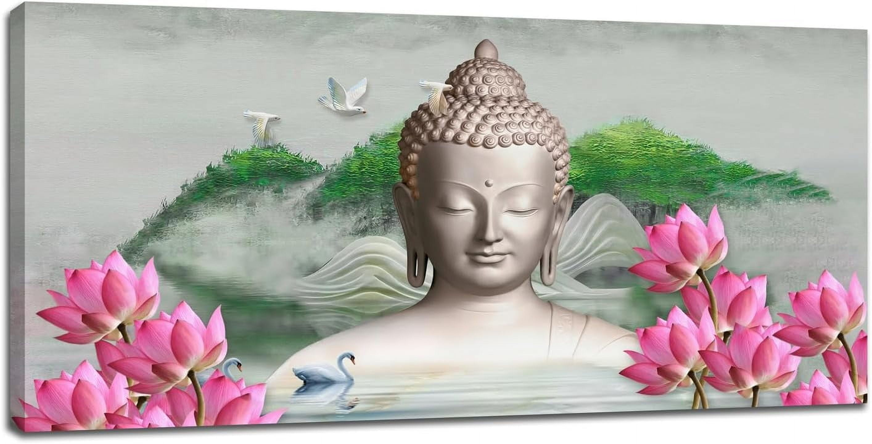 AXXPosters-Large Buddha Wall Art for Living Room Farmhouse Lake Lotus ...