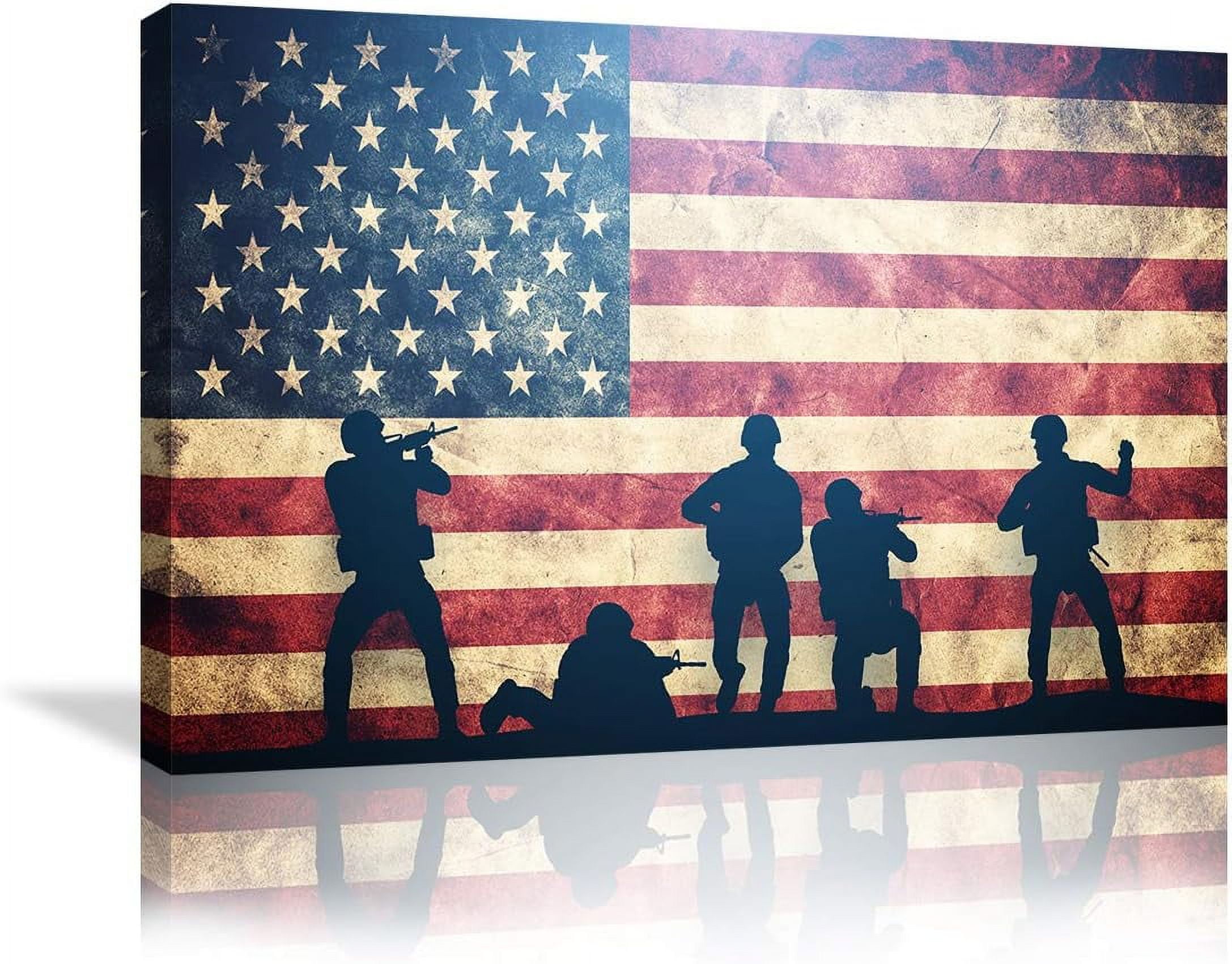 AXXPosters-Large Poster Retro American Flag Bald Eagle US Military Wall ...