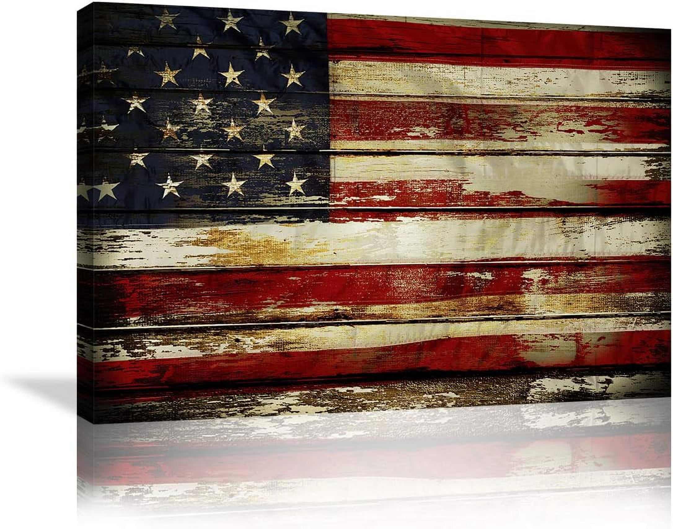 AXXPosters-Large Poster Retro American Flag Bald Eagle US Military Wall Art Canvas Prints Thin ...