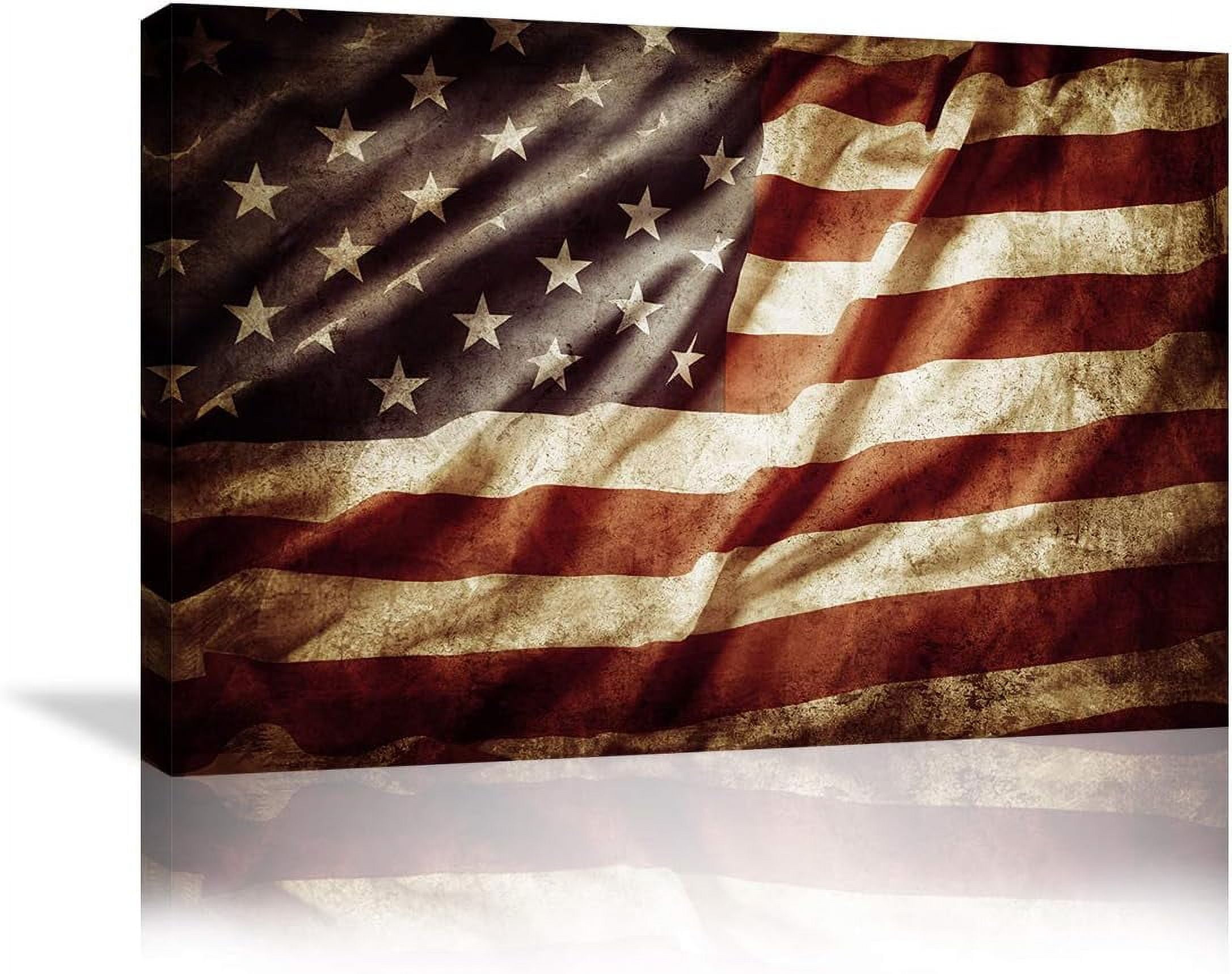 AXXPosters-Large Poster Retro American Flag Bald Eagle US Military Wall ...