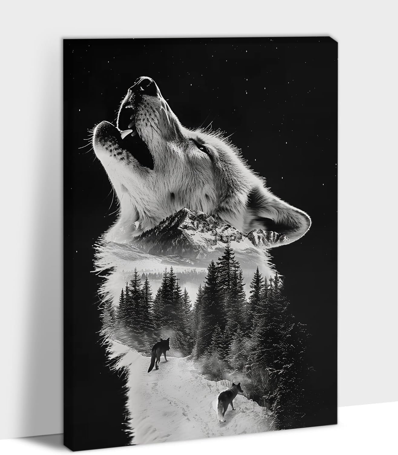 AXXPosters-Large Wolf Wall Art Canvas - Forest Wolf Pictures Wall Decor ...