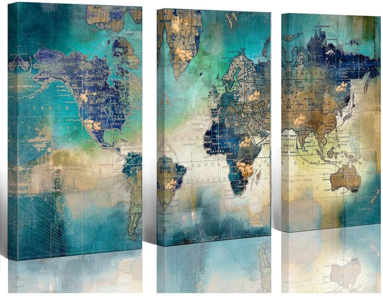 AXXPosters-Large World Map Canvas Prints Wall Art for Living Room ...