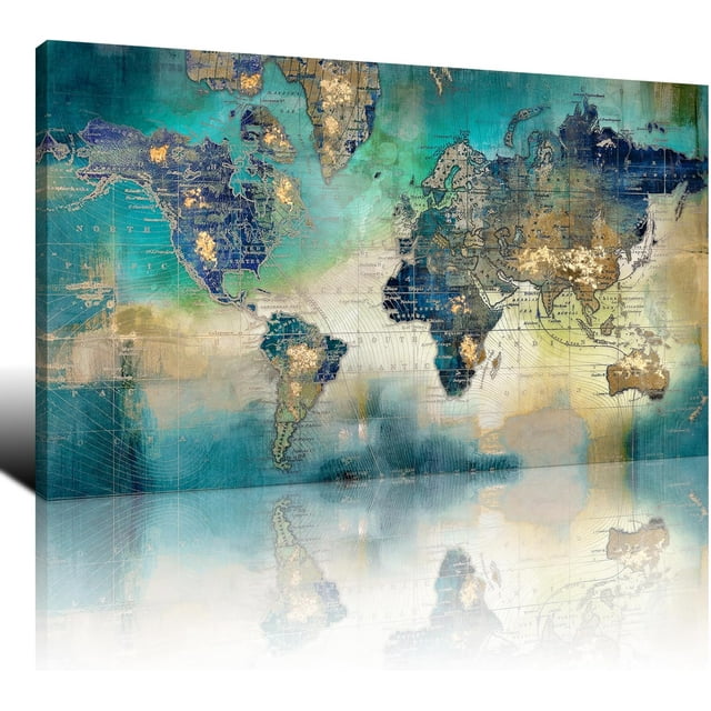 AXXPosters-Large World Map Canvas Prints Wall Art for Living Room ...