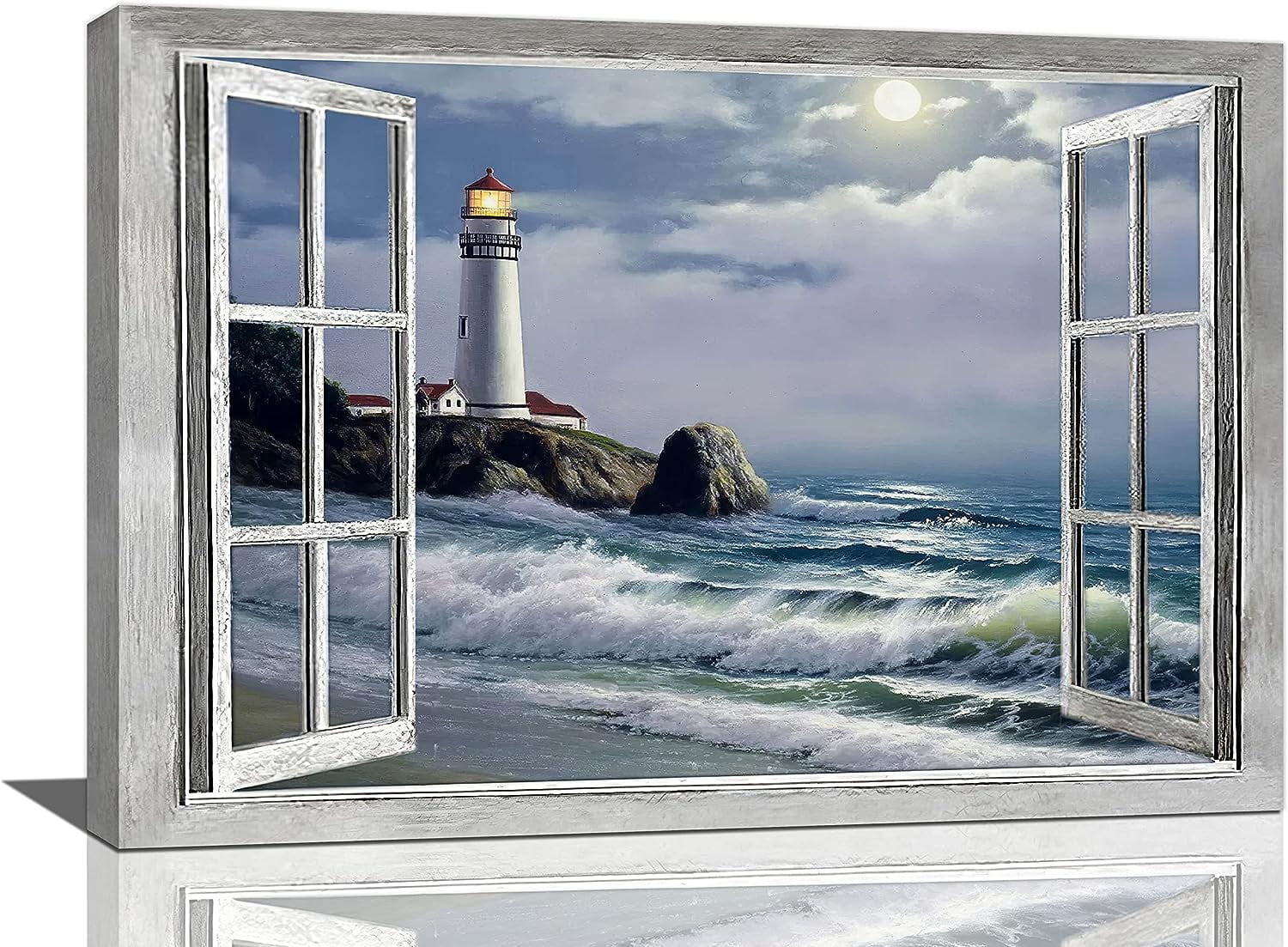 AXXPosters-Lighthouse Nautical Wall Art Coastal Beach Pictures Wall ...