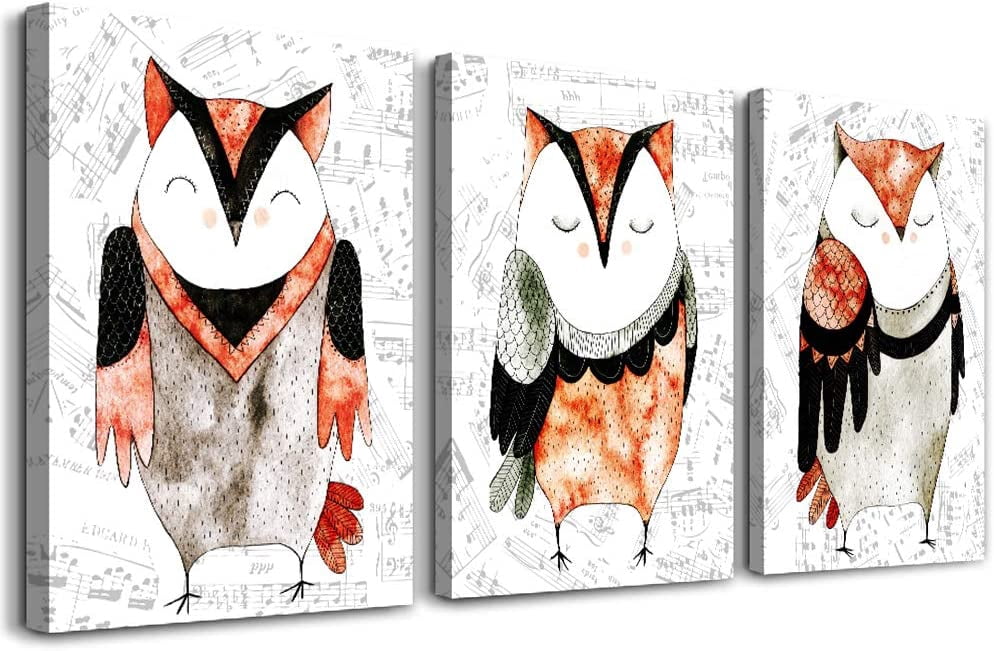 AXXPosters -Lovely owl Watercolor painting Canvas Wall Art for living ...