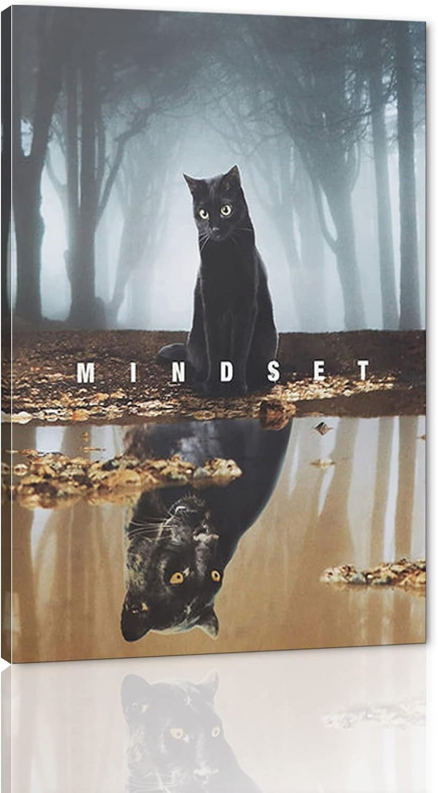 AXXPosters-Mindset is Everything Motivational Wall Art Small Black Cat ...