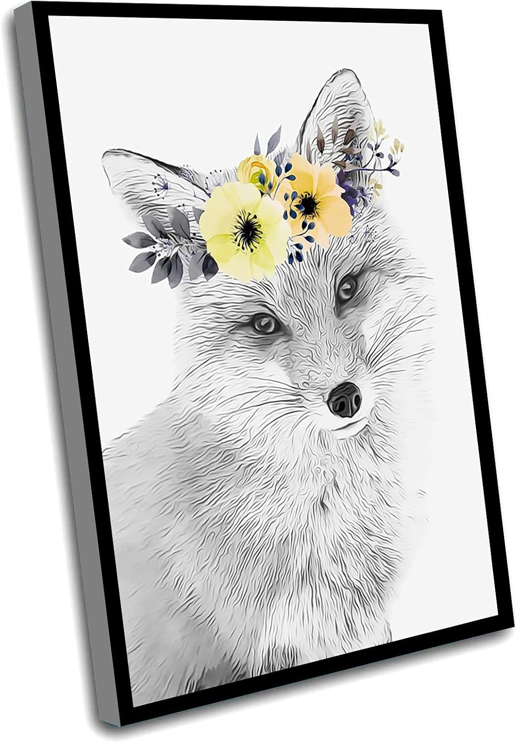 AXXPosters Mini Farmhouse Decor,Wall Art Nursery Girl,Fox With Flower ...