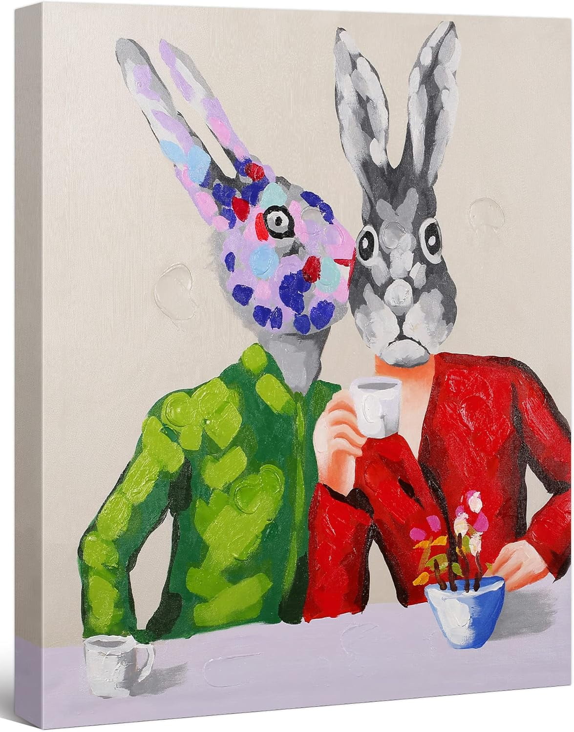 AXXPosters-Modern Animal Pop Art - Framed - Rabbit Couple Canvas Print ...