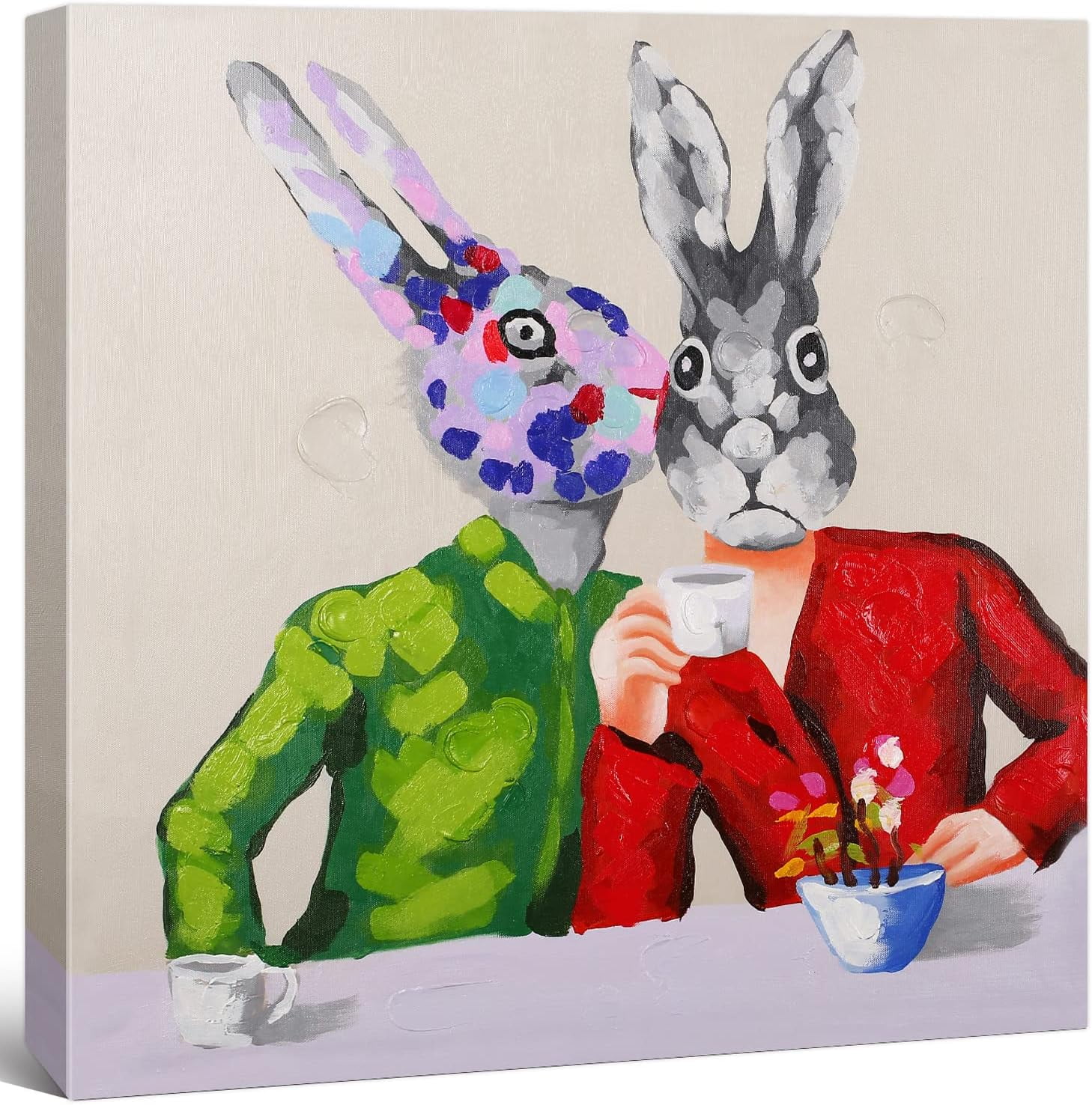 AXXPosters-Modern Animal Pop Art - - Rabbit Couple Canvas Print Home ...