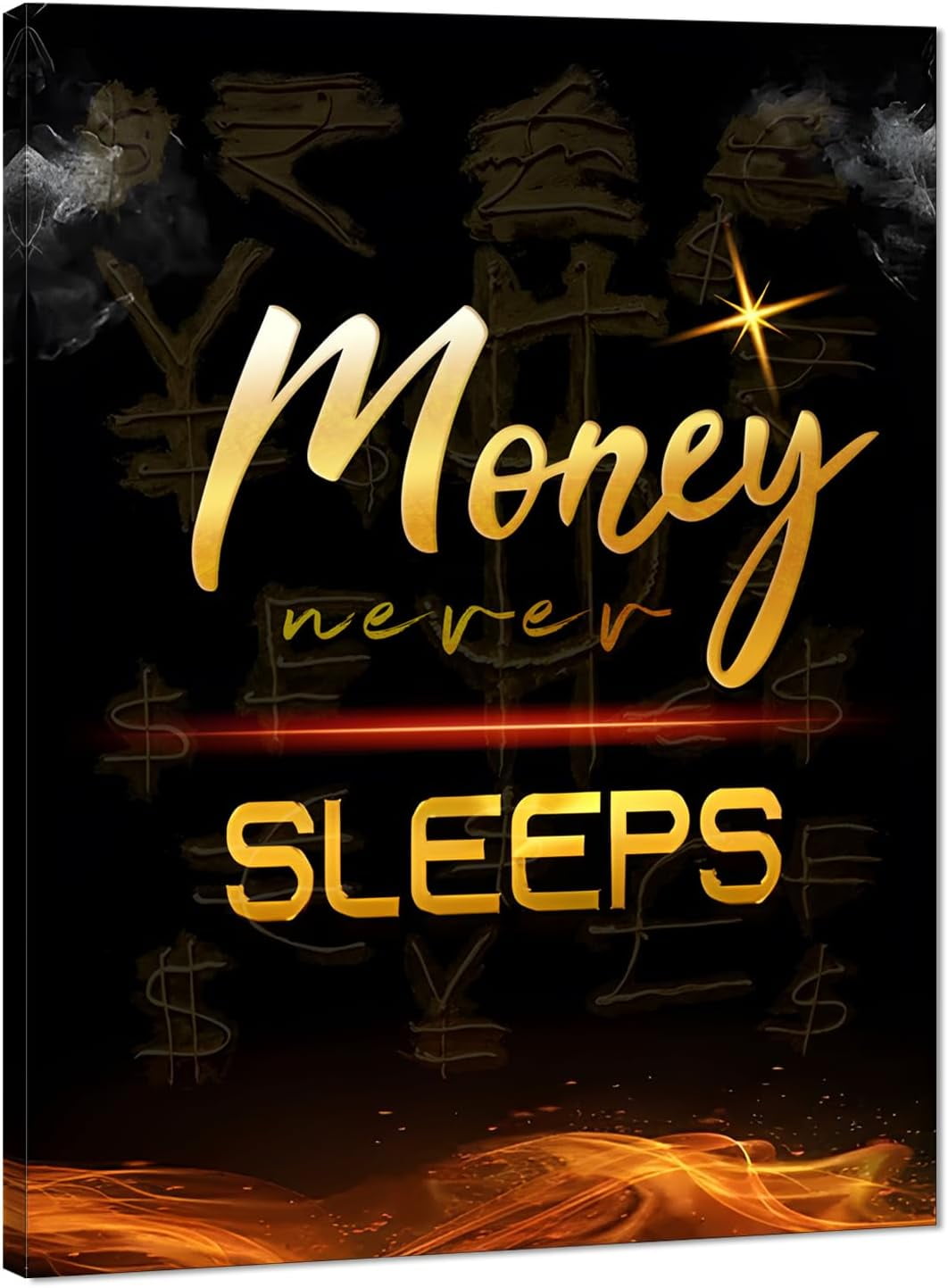AXXPosters-Modern Home Decor Motivational Poster Money Never Sleeps ...