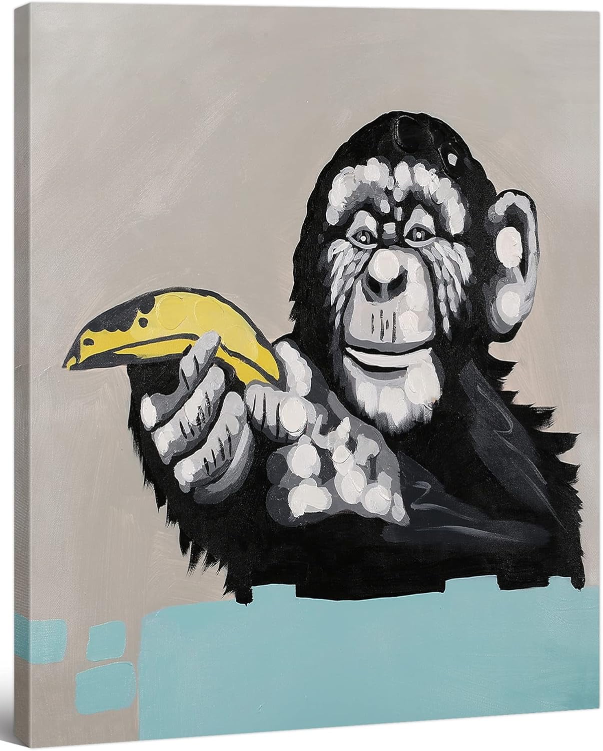 AXXPosters-Modern Pop Art Decor - Framed - Banana Monkey Animal Art ...