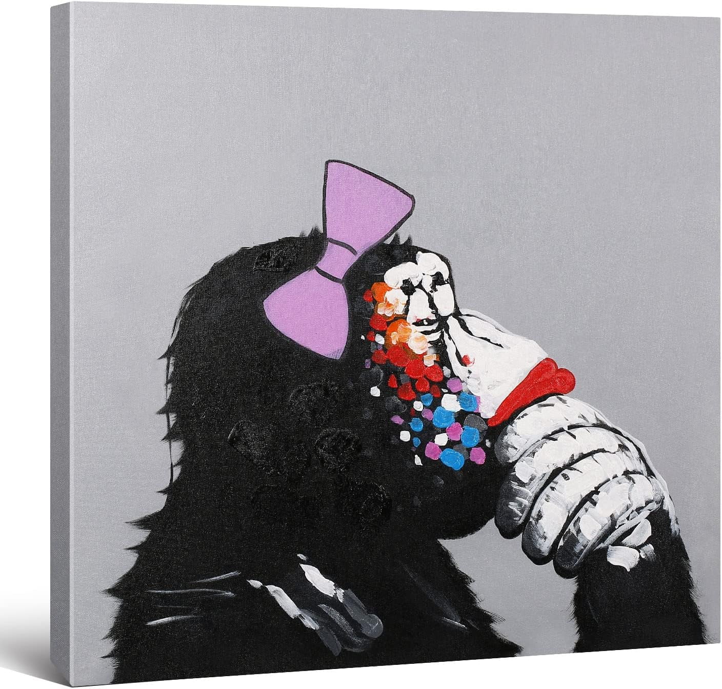 AXXPosters-Modern Pop Art - - Female Thinking Monkey Canvas Print Home Decor Wall Art, Gallery ...