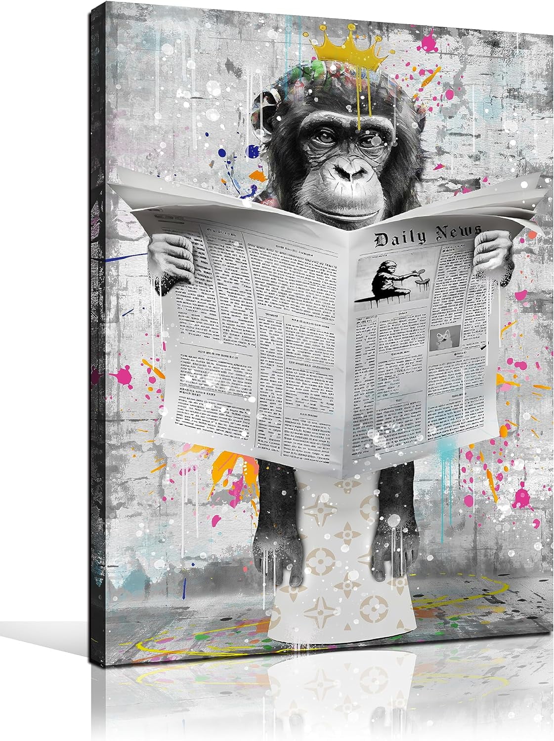 AXXPosters-Monkey Canvas Wall Art for Bathroom, Graffiti Wall Decor for ...